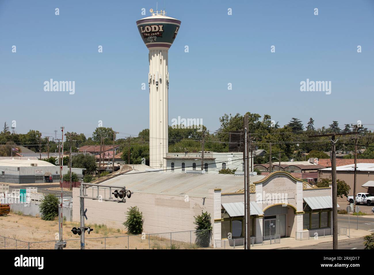 Lodi, California, USA - July 16, 2021: Afternoon sunlight shines on the ...