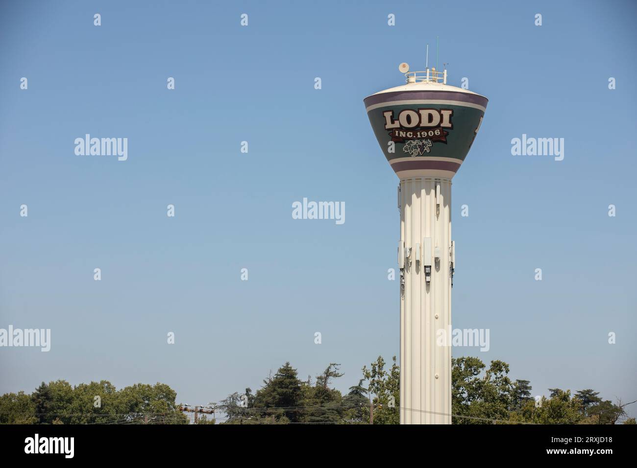 Lodi, California, USA - July 16, 2021: Afternoon sunlight shines on the ...