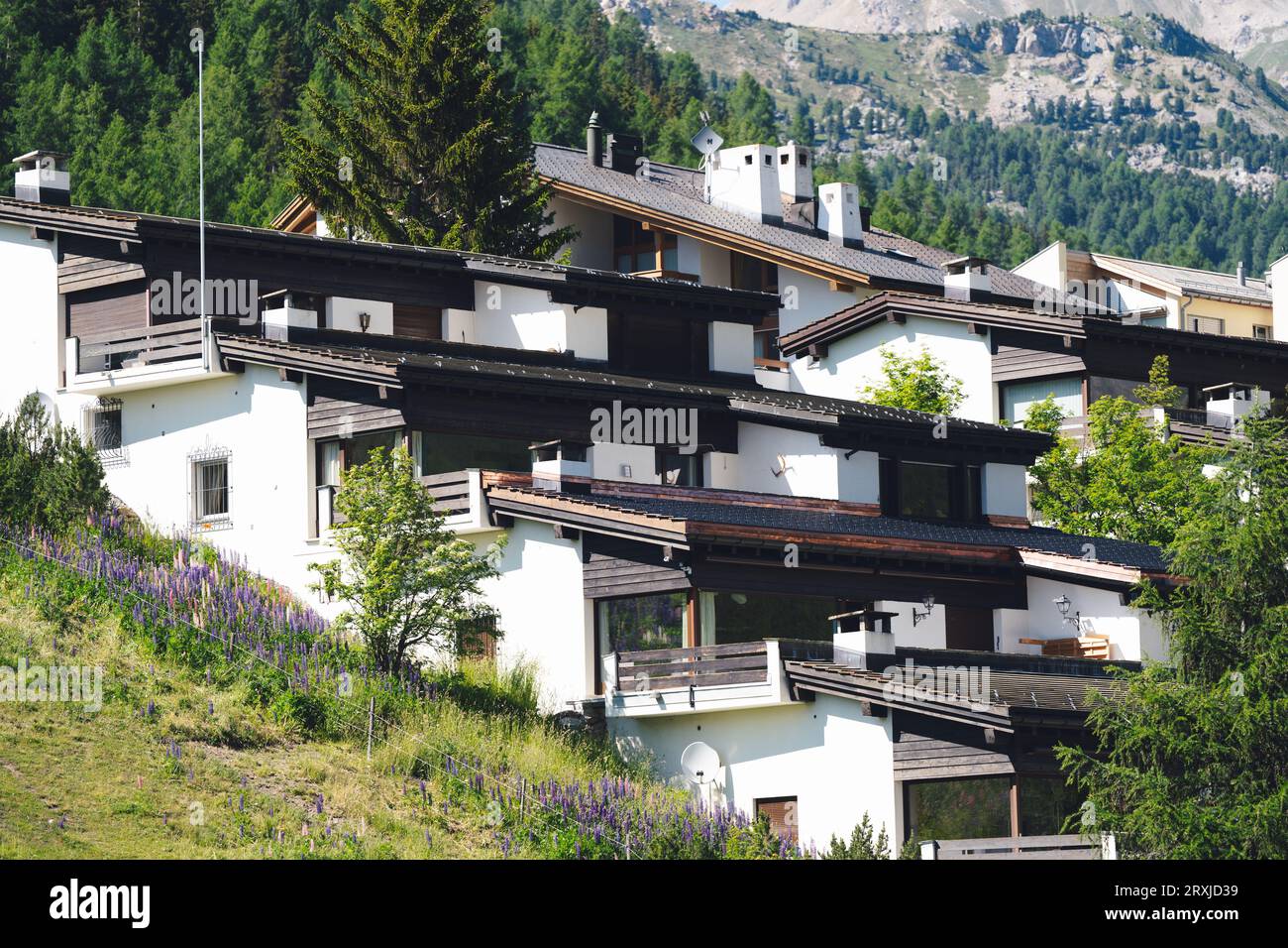 Switzerland, St.Moritz - June 6, 2023: city landscape with buildings ...