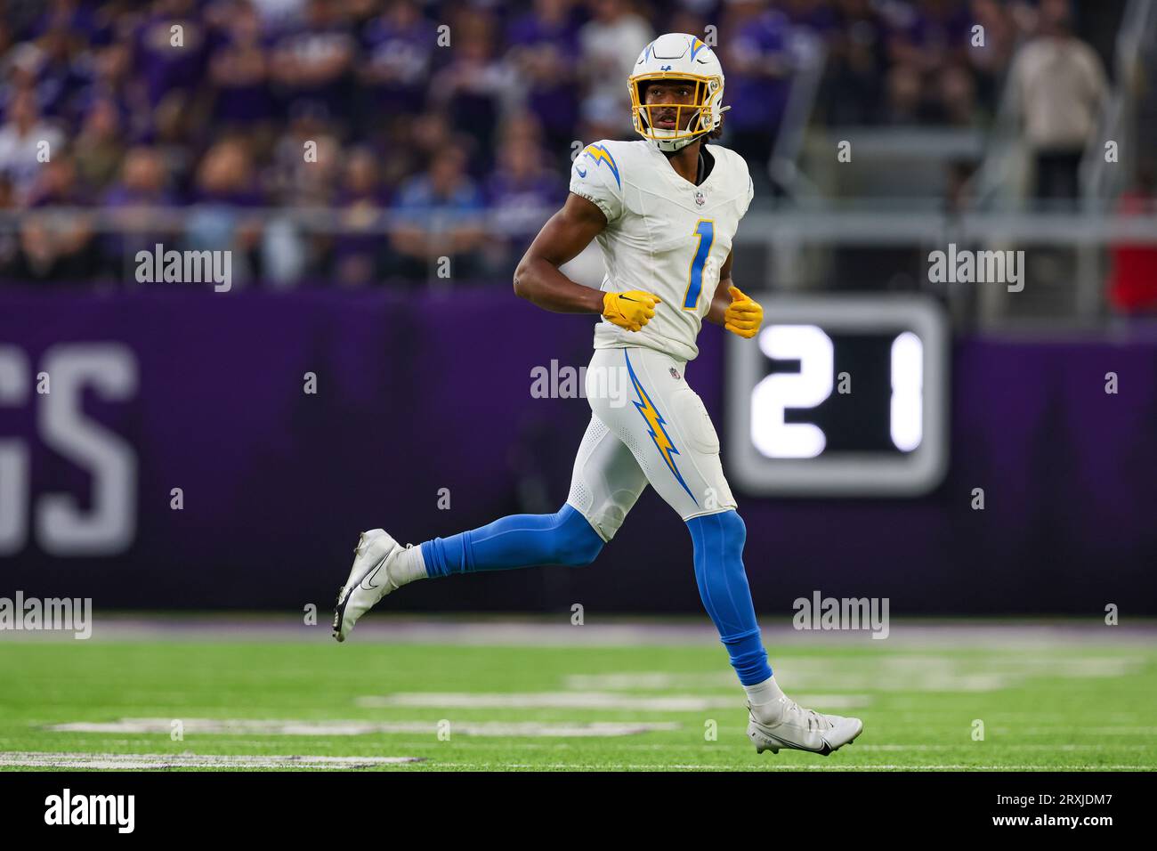 Los Angeles Chargers wide receiver Quentin Johnston (1) in action ...