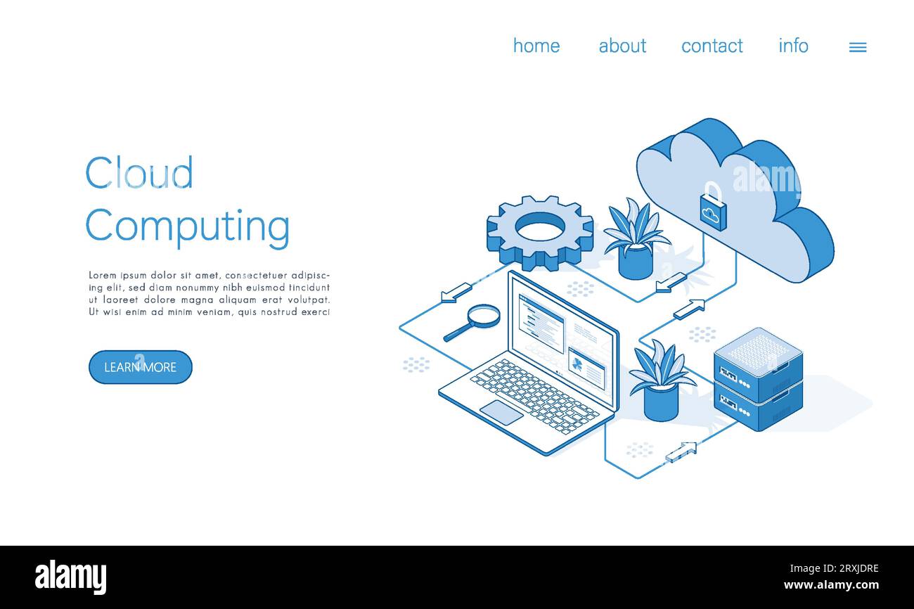 Landing Page Template Cloud Computing Concept Including Servers Storage Databases Connection