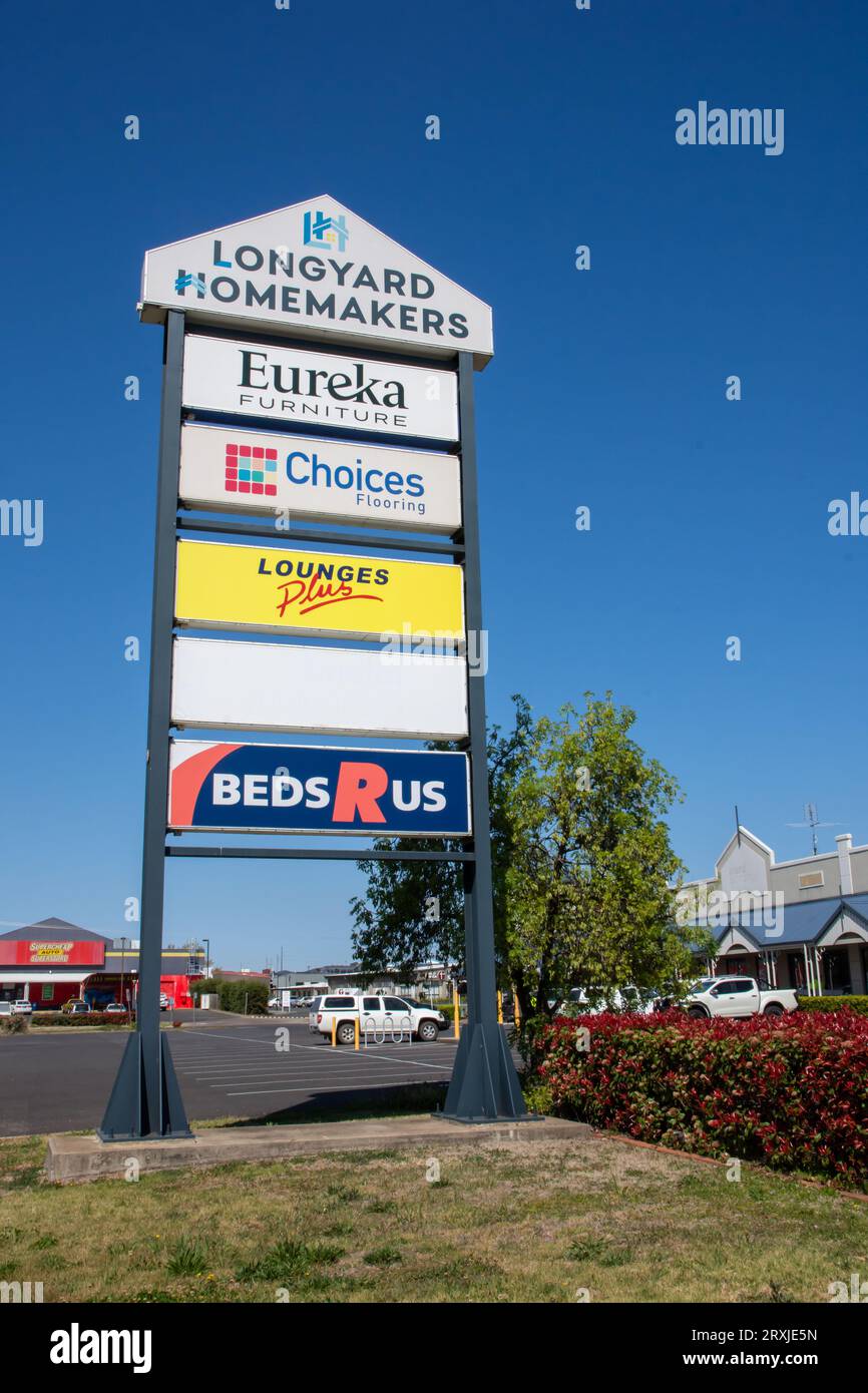 Advertising sign for the Longyard Homemakers shopping block on Goonoo ...
