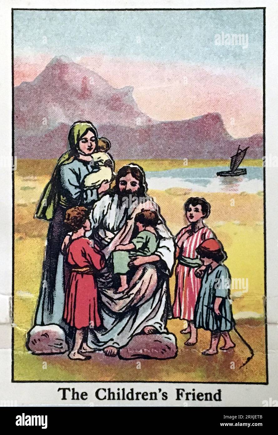Christian art of Luke 12: Jesus with little children "Come unto Me ...