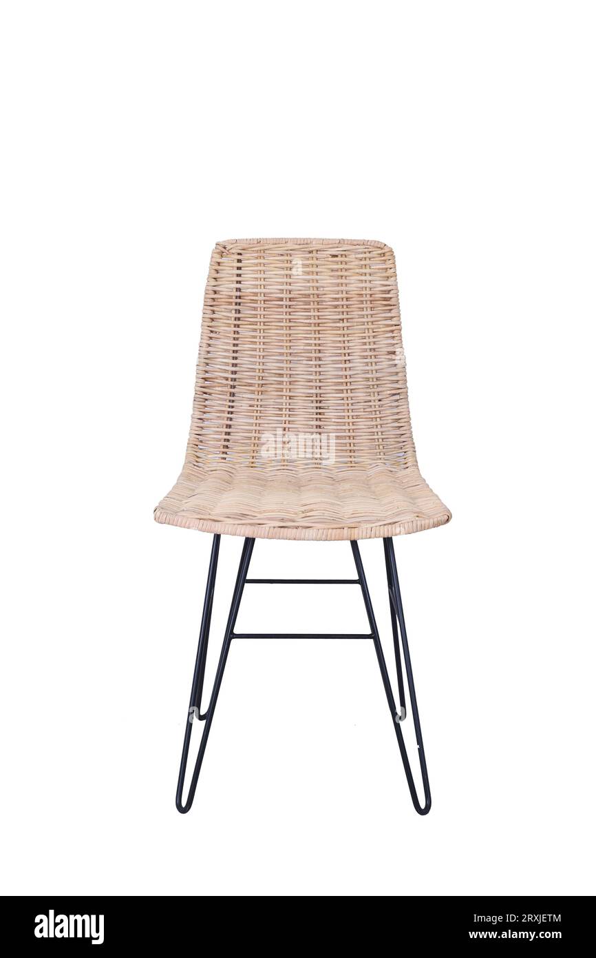Handmade wicker chair made of rattan. Isolated image on white ...