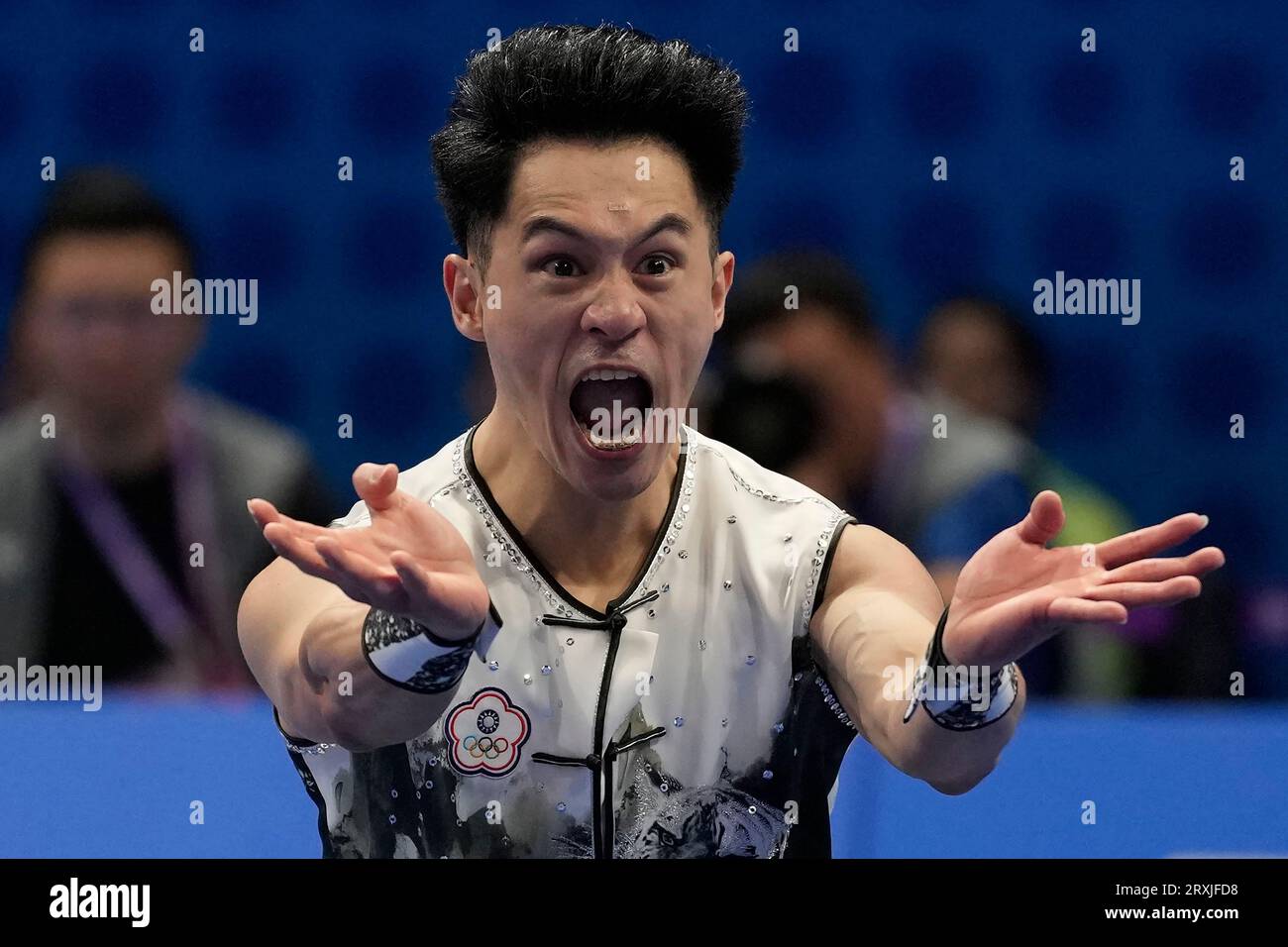 Taiwan's Lai Po Wei performs in the Wushu Men's Nanquan competition for the 19th Asian Games in ...