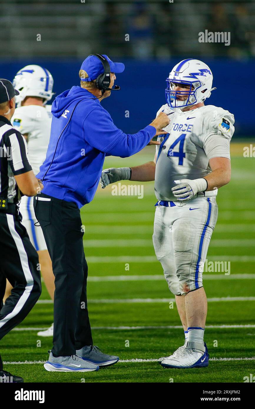 SAN JOSE, CA - SEPTEMBER 22: Air Force OT Mason Carlan (74) is ...