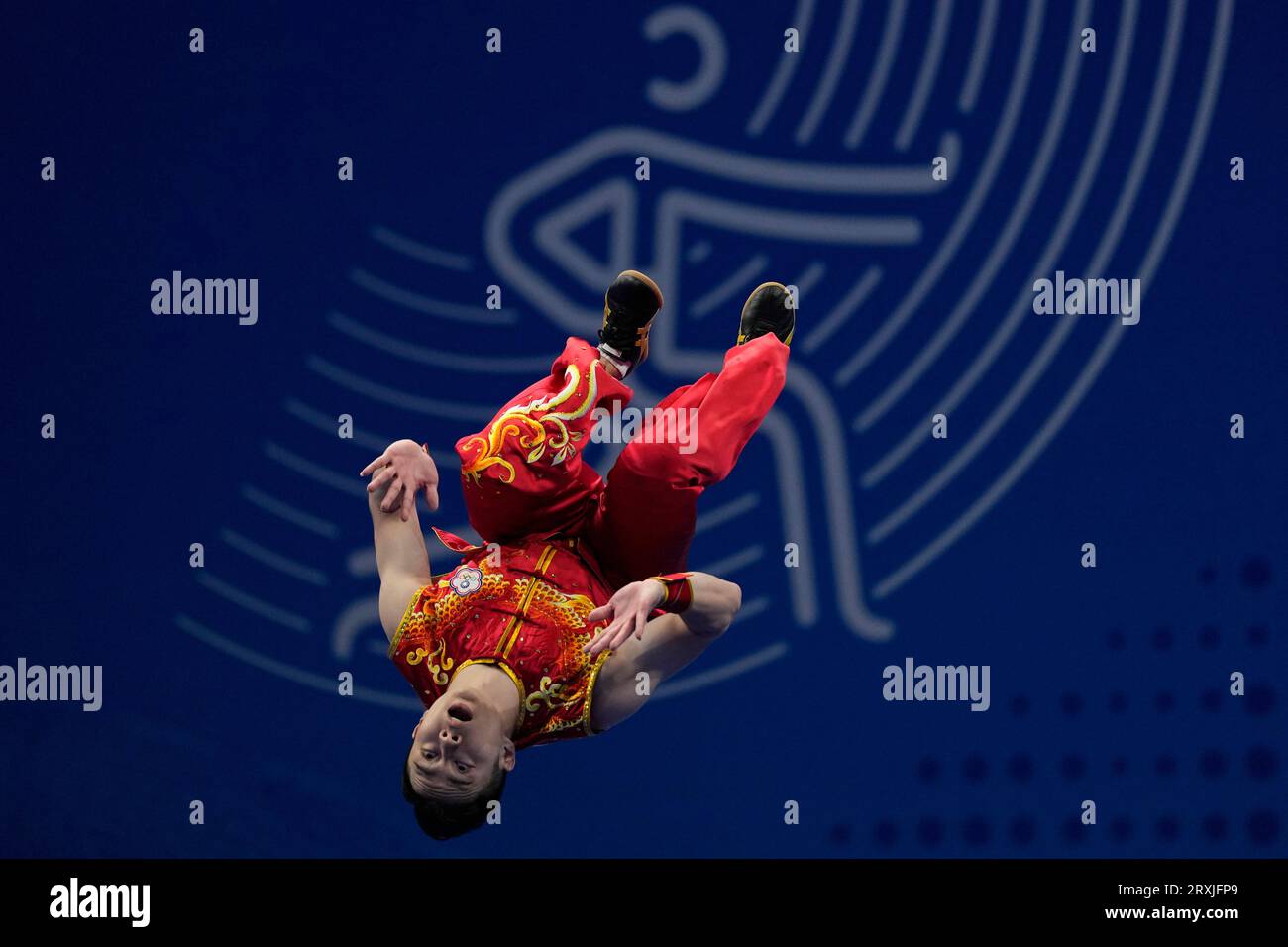 Taiwan's Liu Chang Min performs in the Wushu Men's Nanquan competition ...