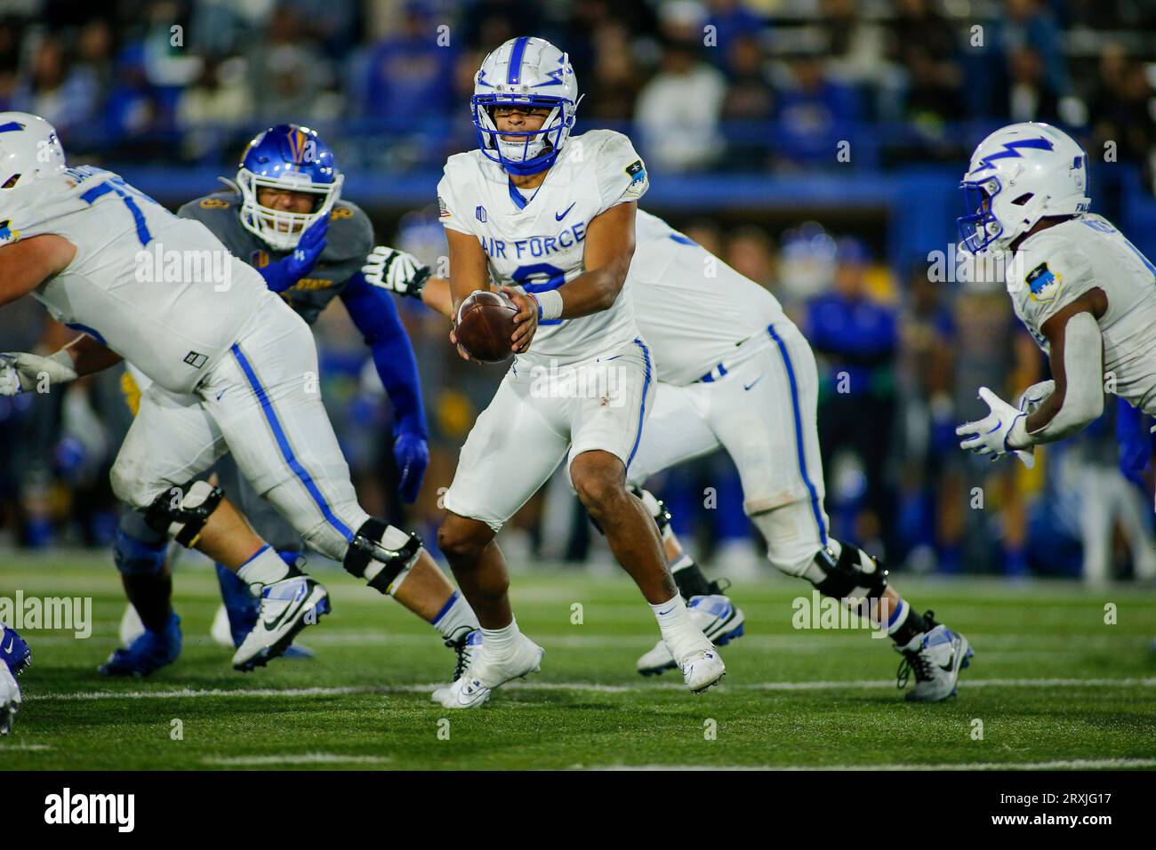 SAN JOSE, CA - SEPTEMBER 22: Air Force QB Zac Larrier (9) gets the ball ...
