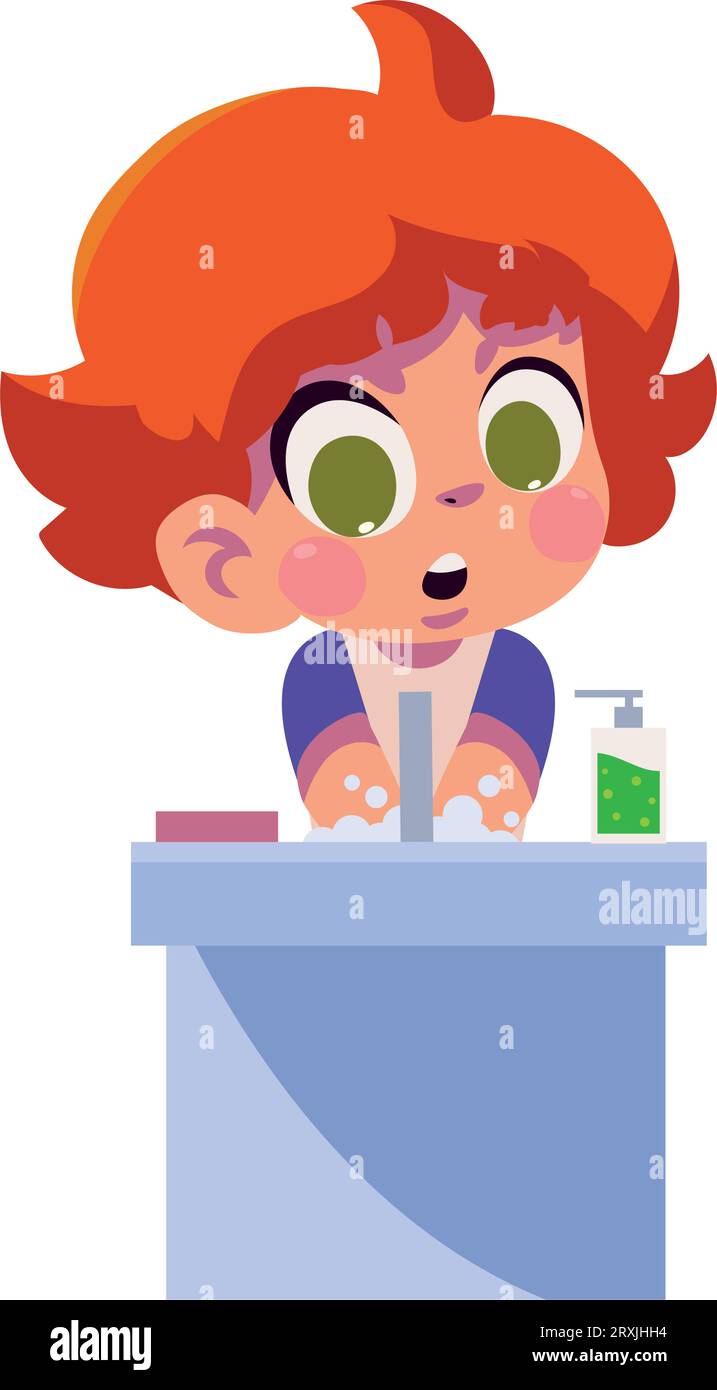 kid washing hands in washroom Stock Vector Image & Art - Alamy