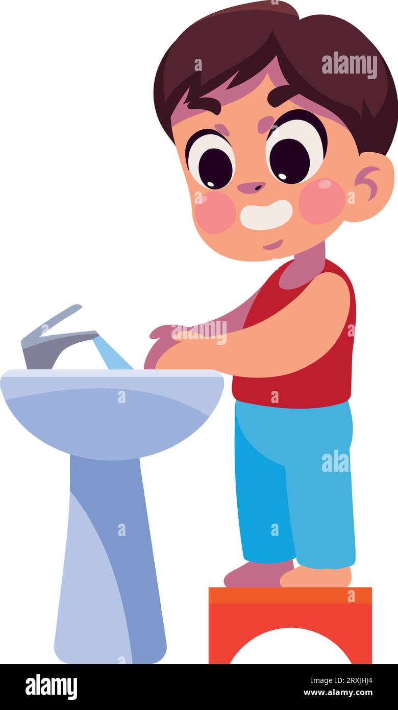 kid washing hands Stock Vector Image & Art - Alamy
