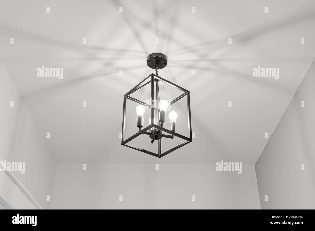 Minimal Bright Modern Light Fixture with Cube Shape Made of Metal Stock ...