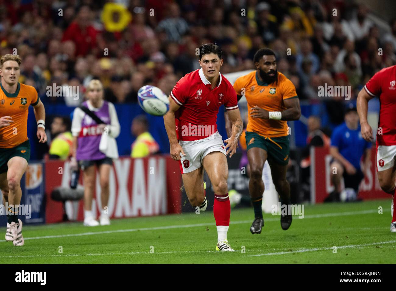 Louis Rees-Zammit(WAL) during the 2023 Rugby World Cup Pool C match ...
