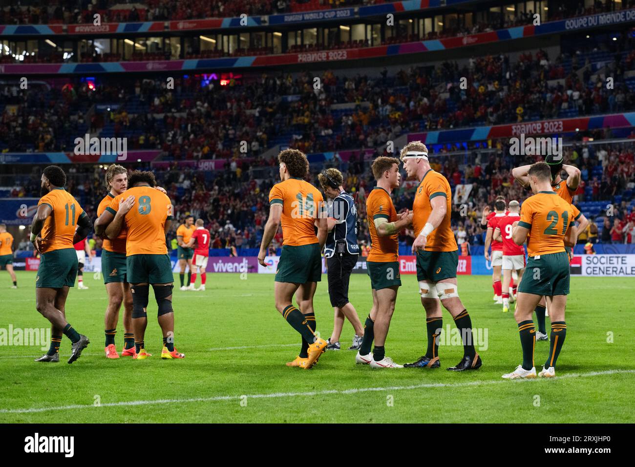 Australia Players after the 2023 Rugby World Cup Pool C match between ...