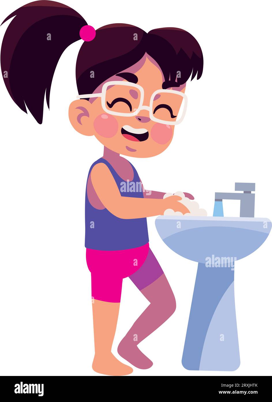 kid washing hands routine Stock Vector Image & Art - Alamy