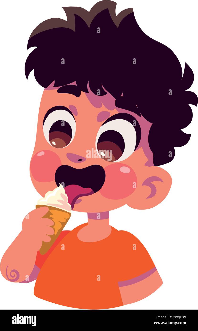 kid eating ice cream Stock Vector Image & Art - Alamy