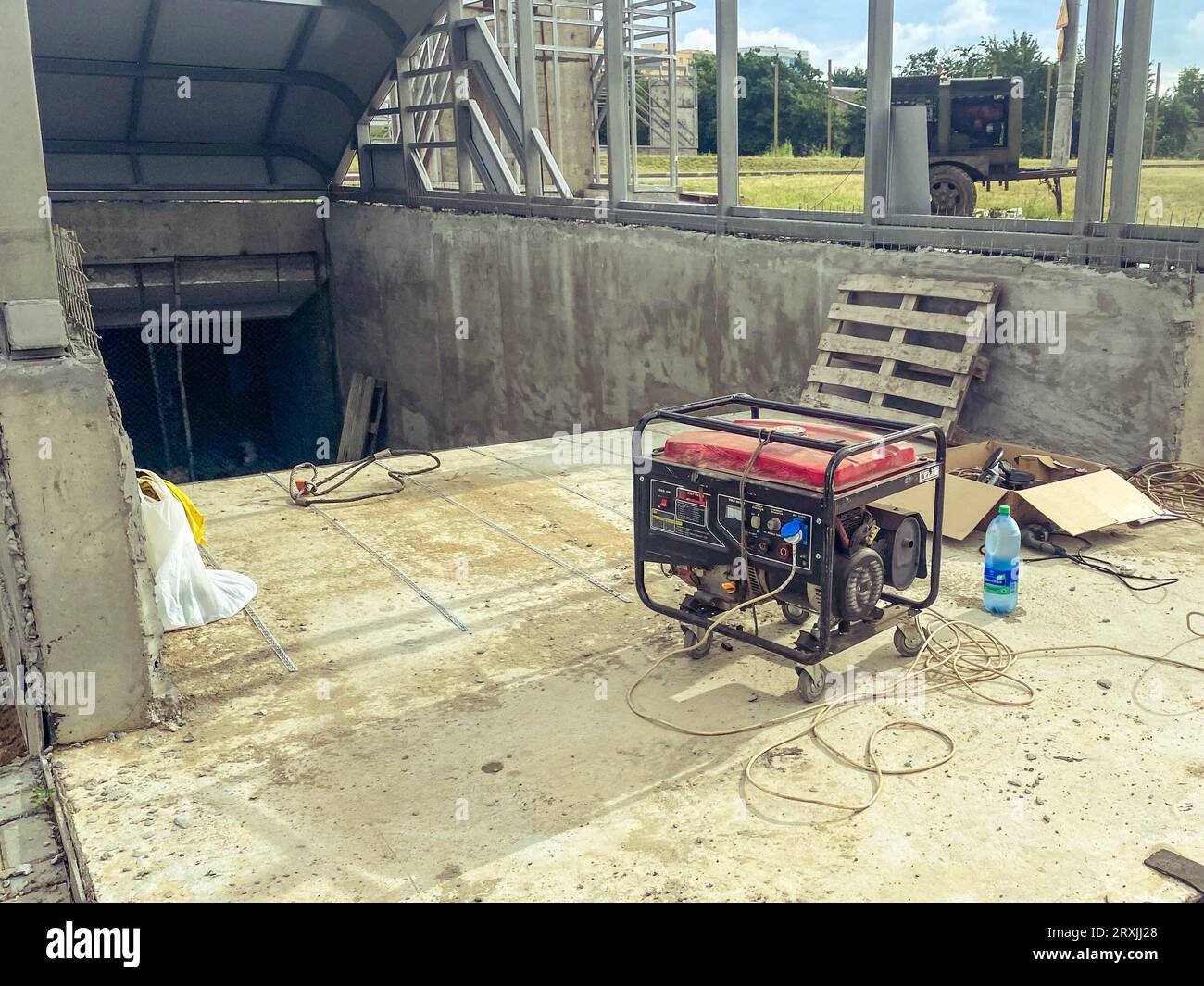 installation of an underground passage in the city center. construction ...