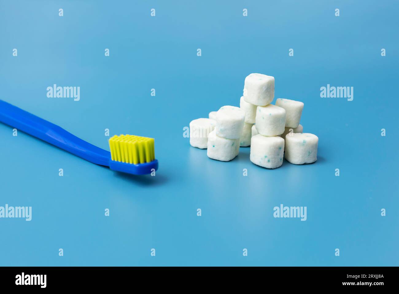 Bunch Of Healthy Sugar-Free Xylitol Cubes Of White Chewing Gum ...