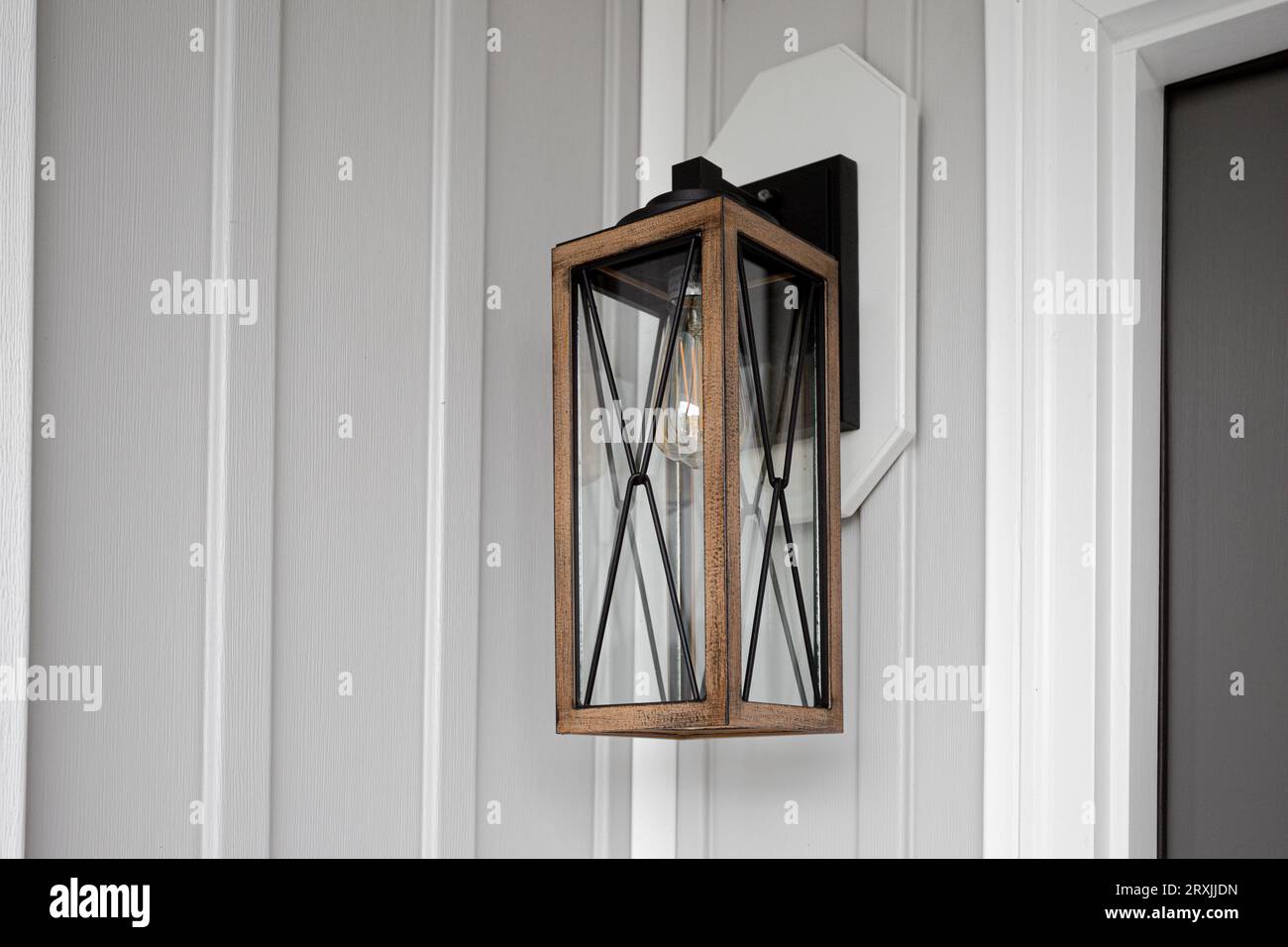 Southern Rustic Farmhouse Front Porch Light Sconce Next To Front Door ...