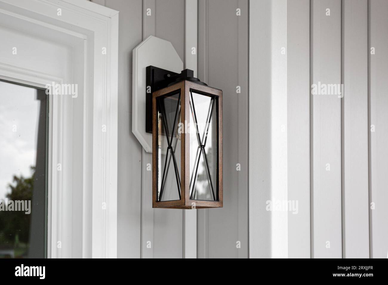 Southern Rustic Farmhouse Front Porch Light Sconce Next To Front Door ...