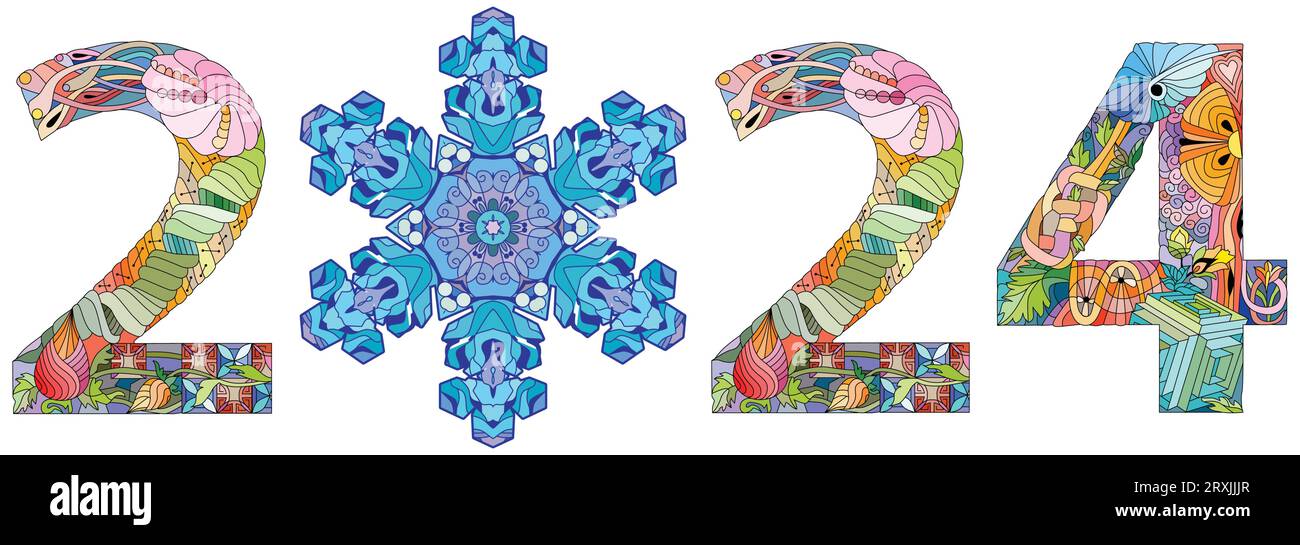 2024 logo text design with snowflake. Design template Celebration ...