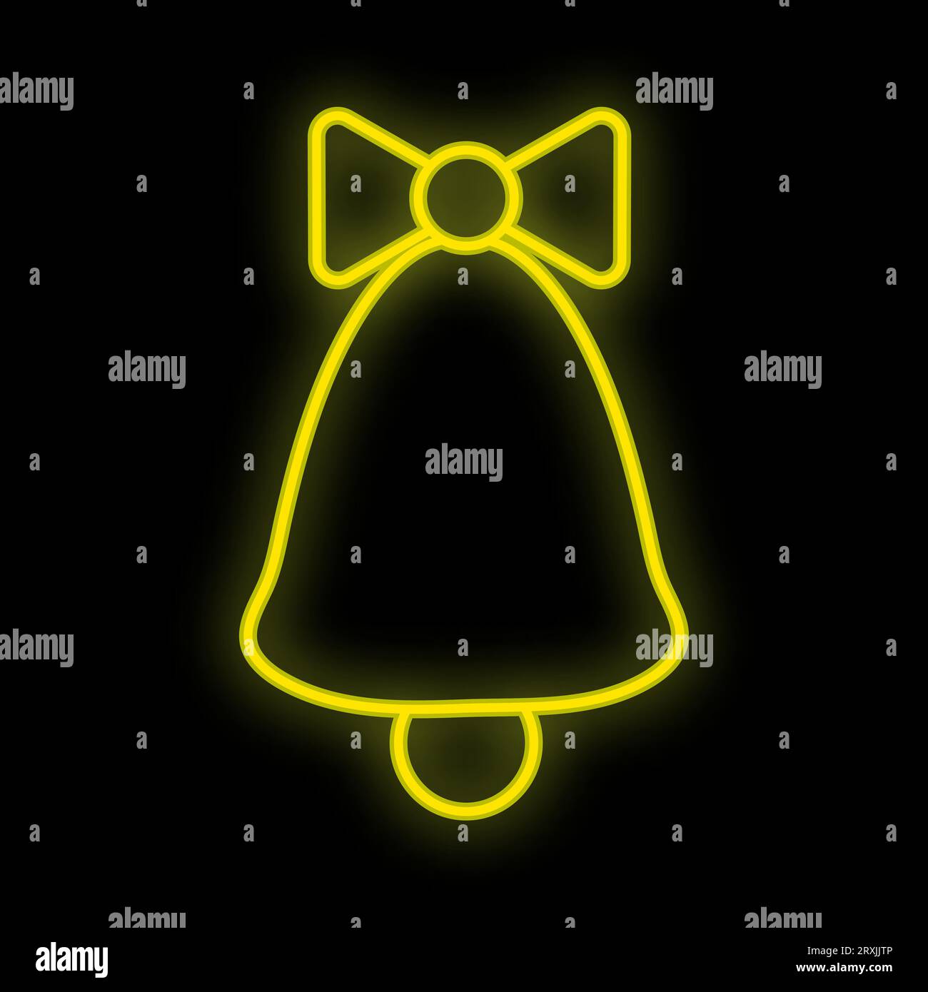 Vector illustration of realistic neon alarm bell with wires and text ...