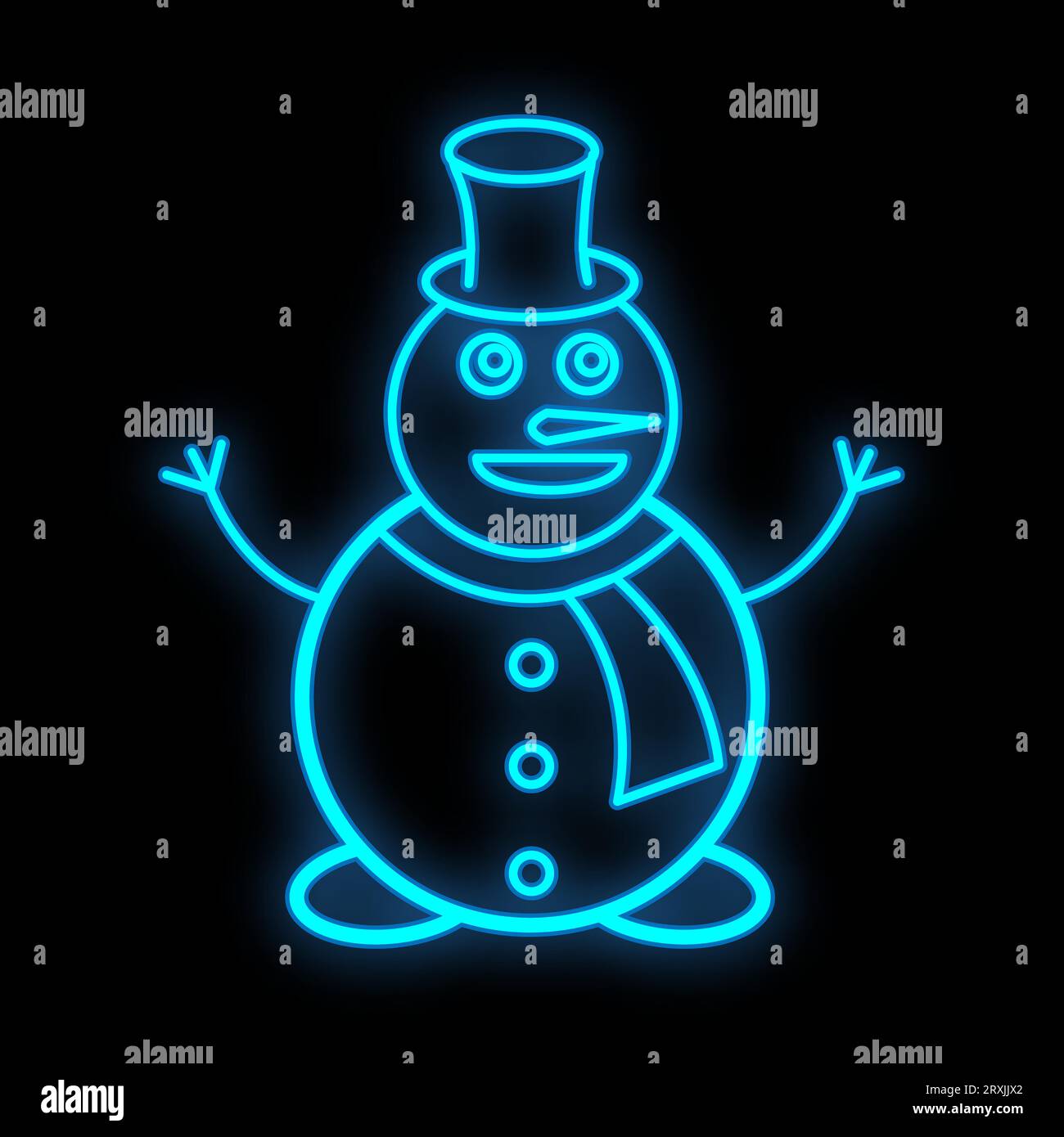 Snowman neon icon. Neon glowing symbol for new year and Christmas ...