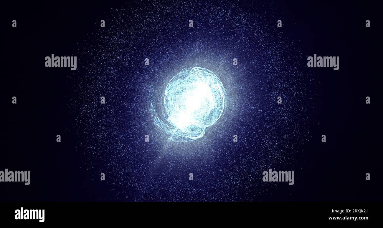 blue star energy sphere ball with an explosion of energy in the core on ...