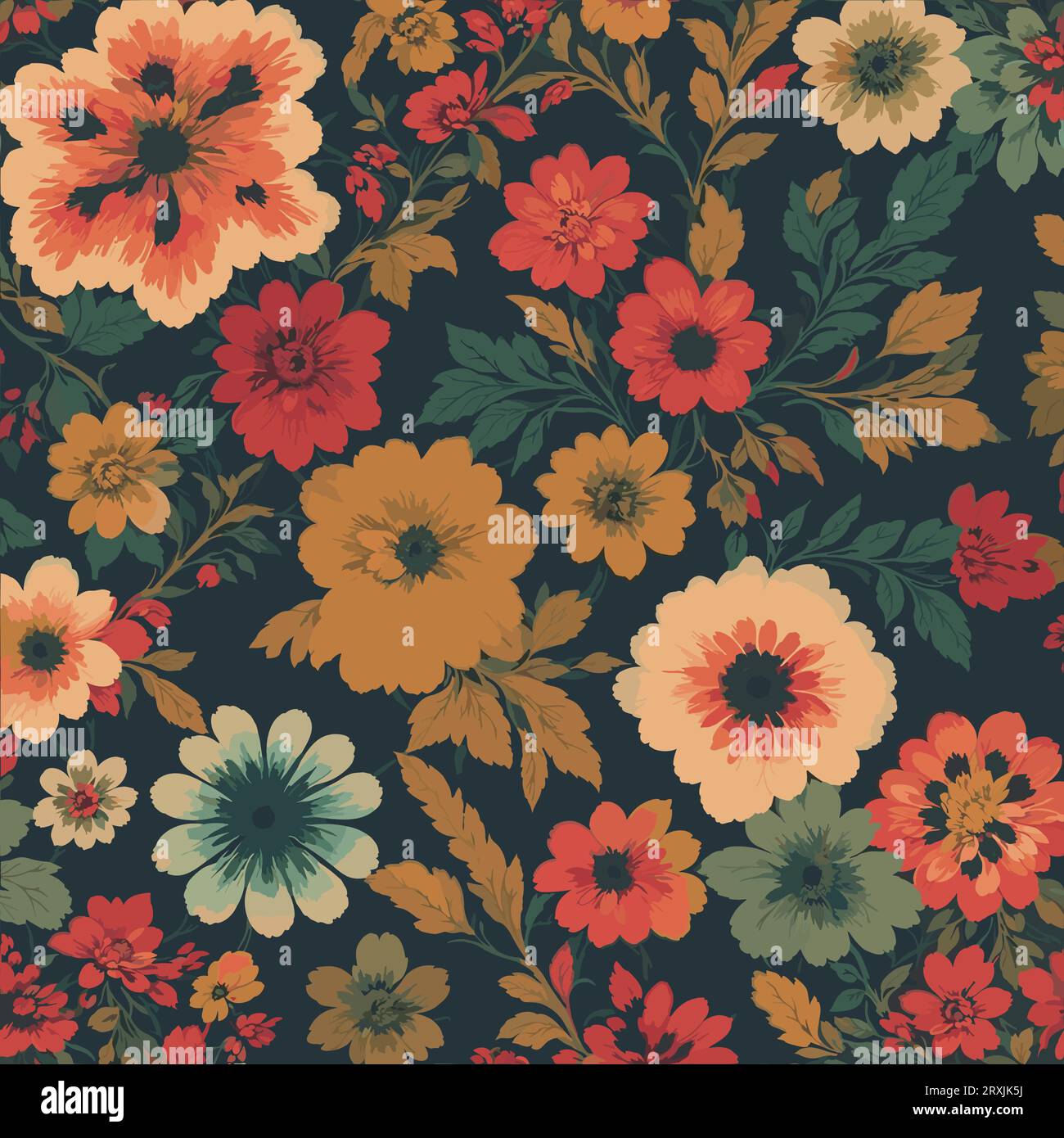 Colorful floral print background. Seamless floral pattern with bright ...