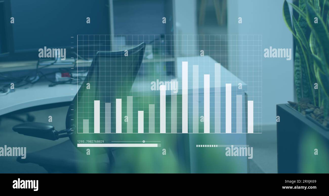Composite of data processing over computer on desk Stock Photo - Alamy