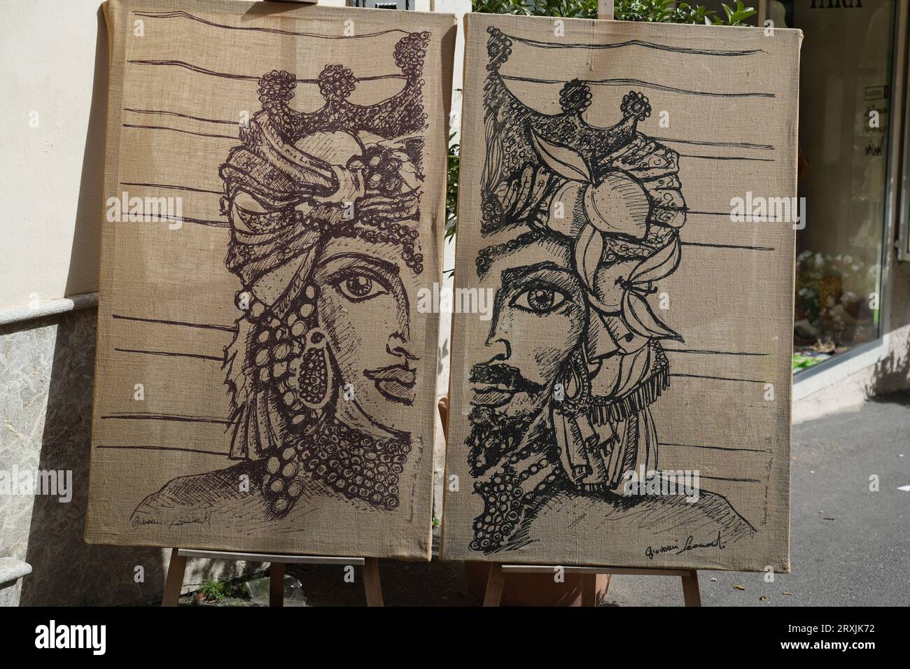 Canvas image of moorish heads in Taormina, Sicily Stock Photo - Alamy
