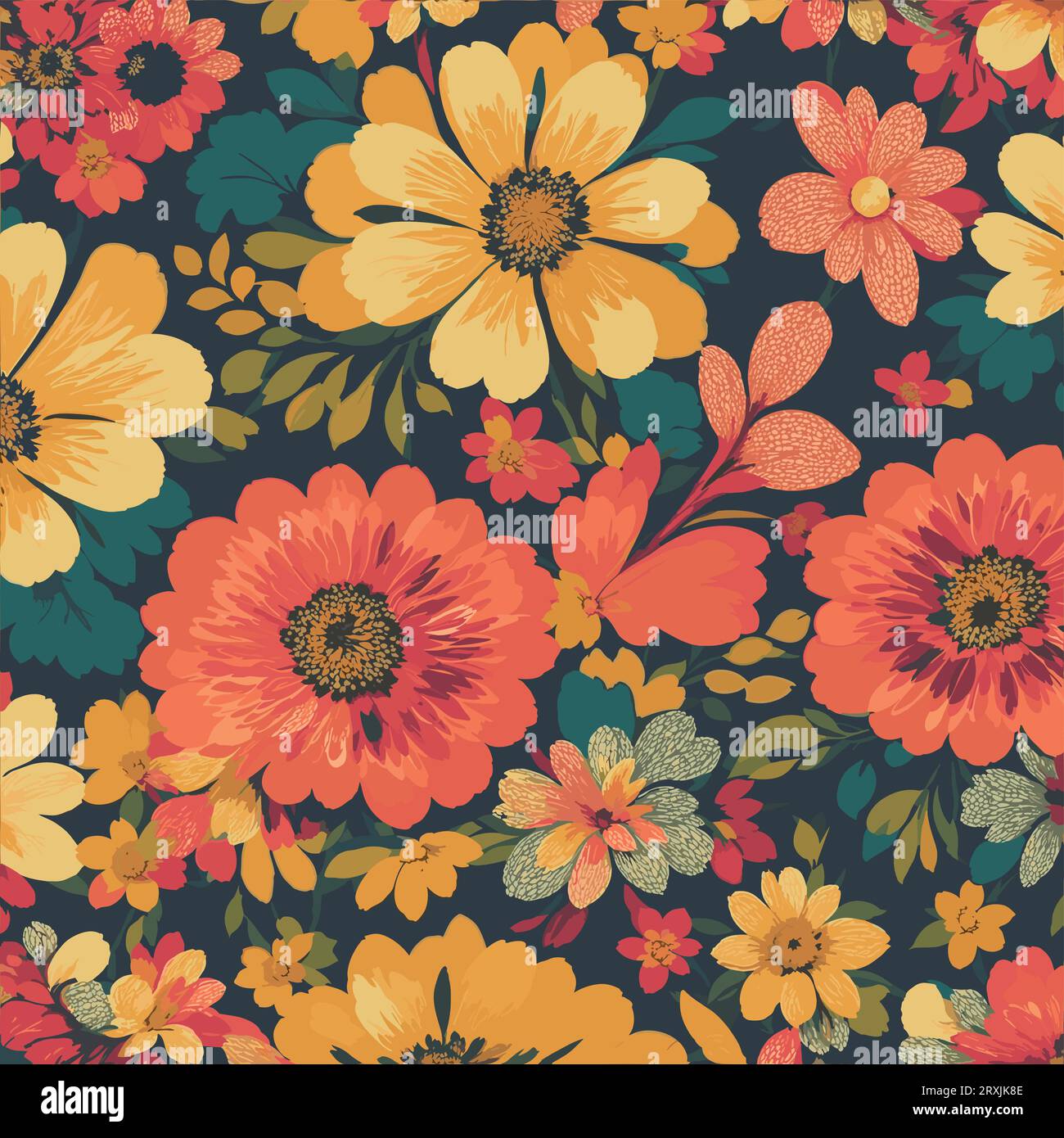Colorful floral print background. Seamless floral pattern with bright ...