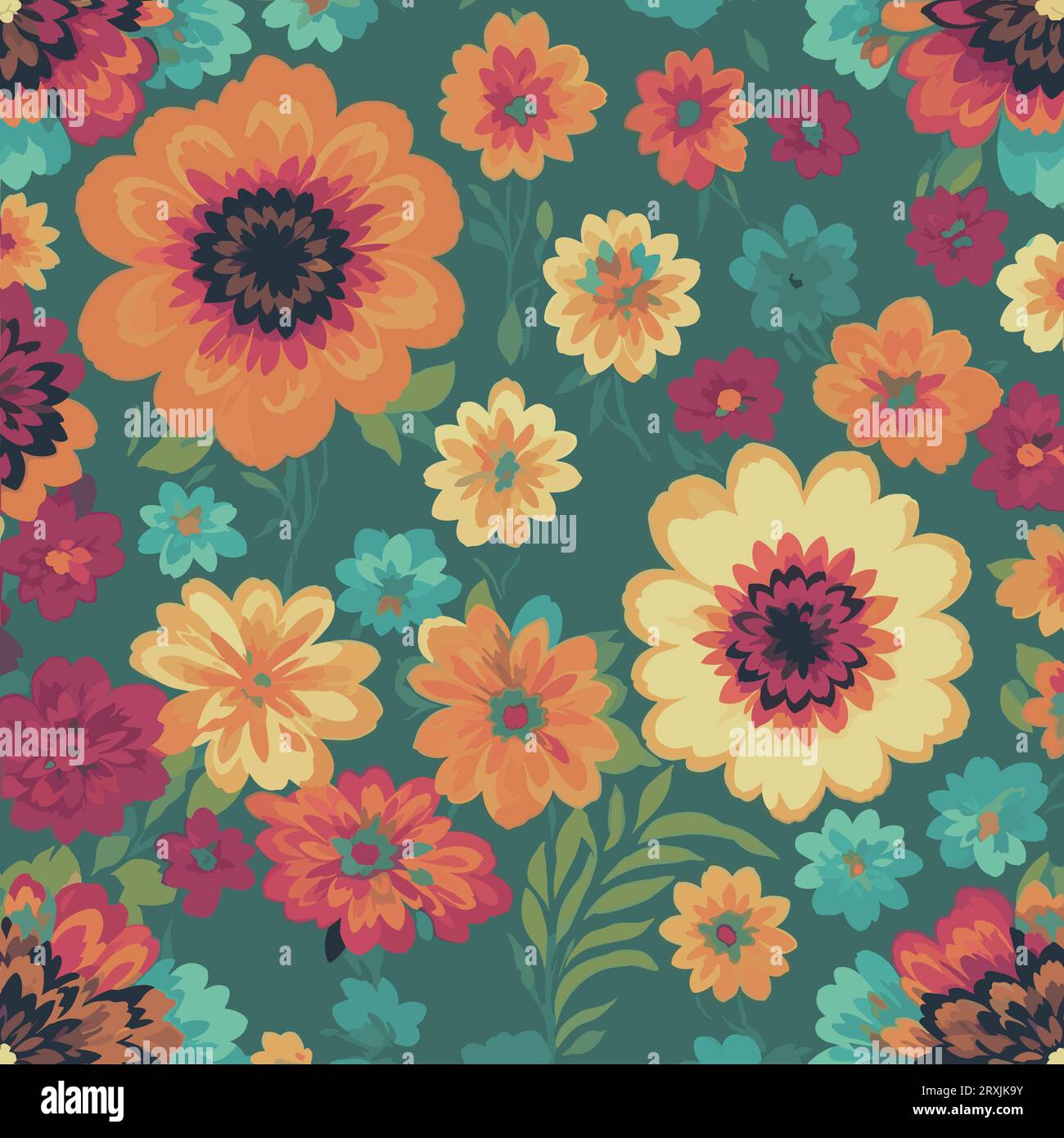 Colorful floral print background. Seamless floral pattern with bright ...