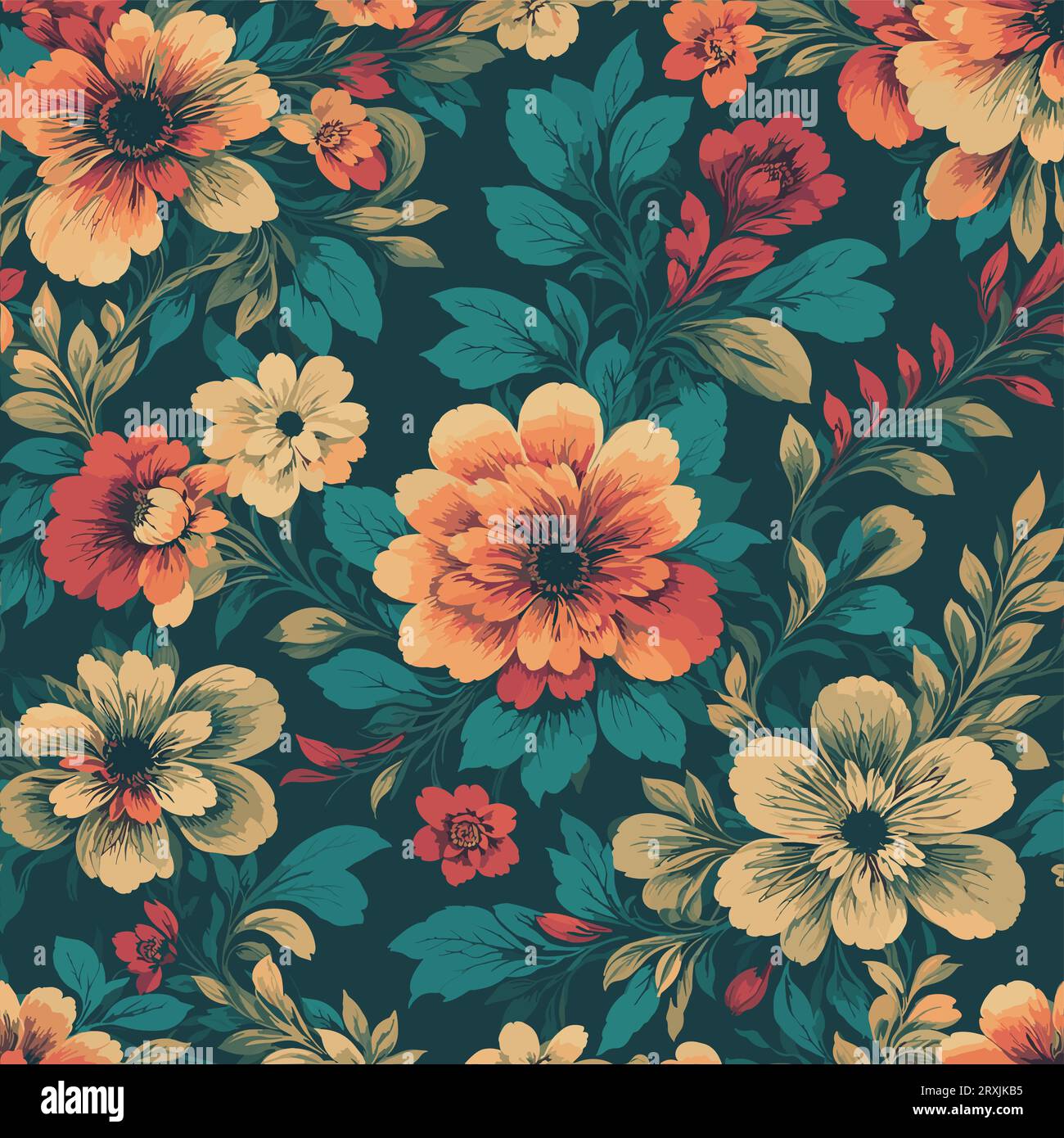 Colorful floral print background. Seamless floral pattern with bright ...