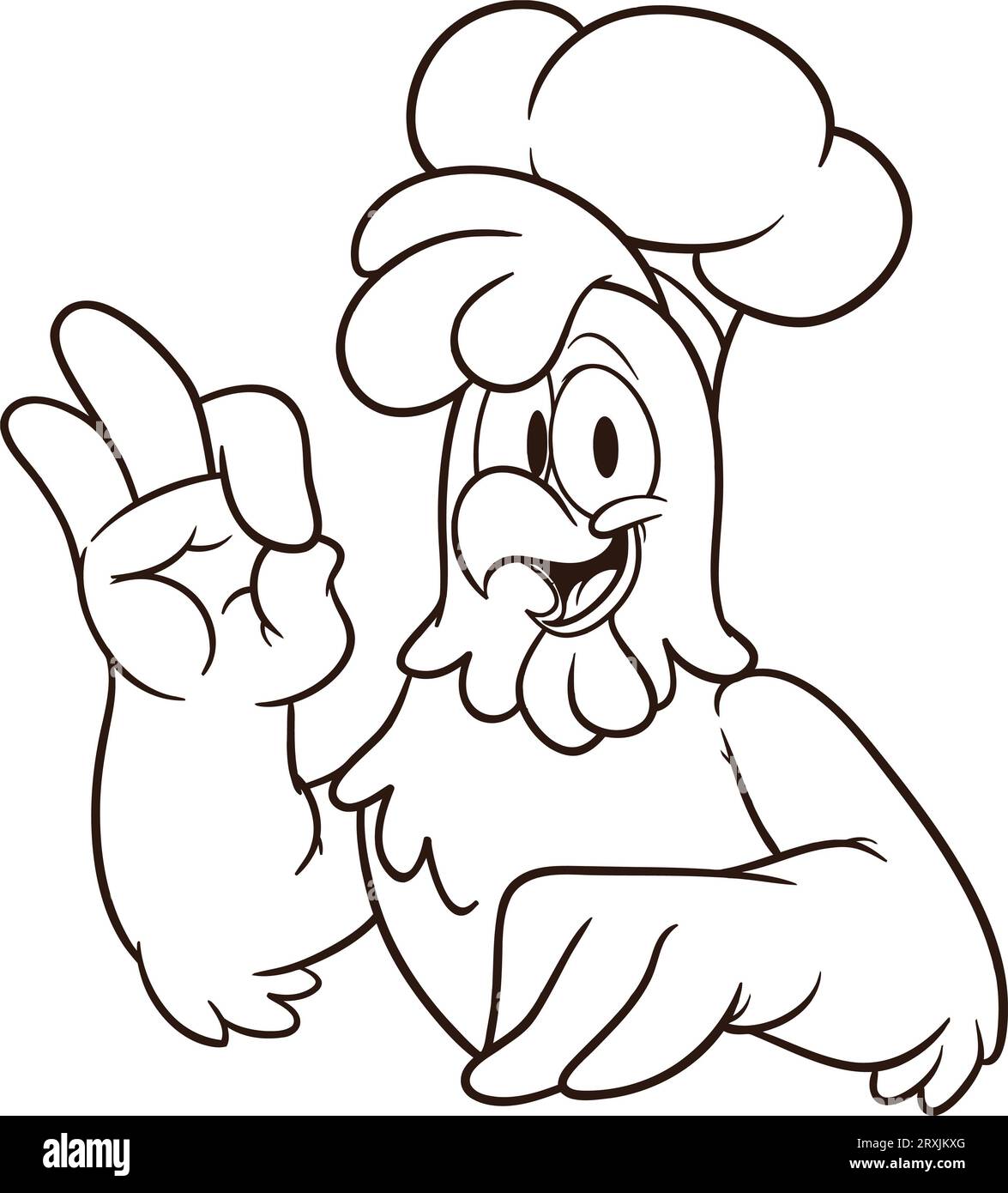 Cute cartoon rooster coloring page for kids Stock Photo - Alamy