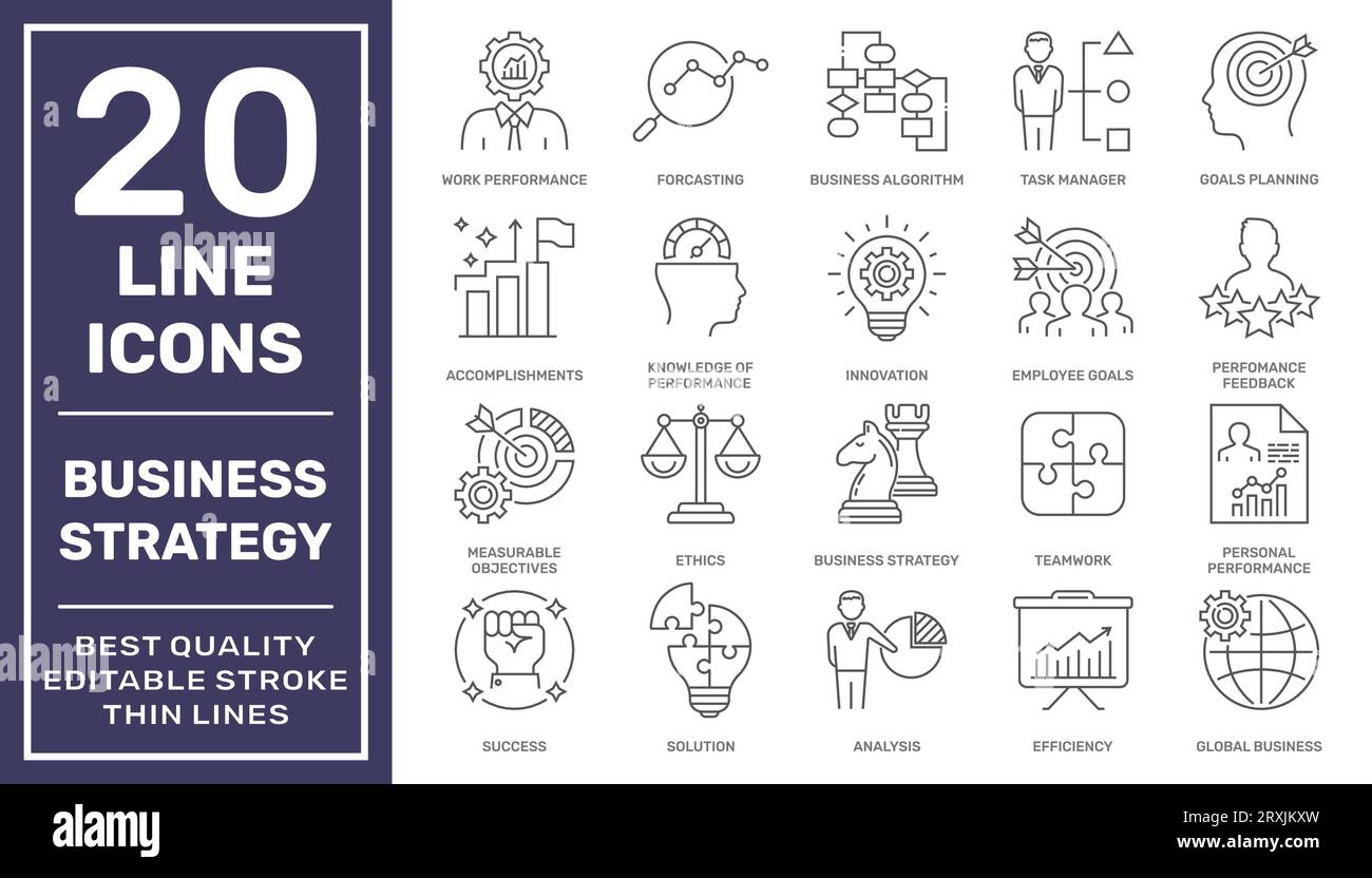 Business Strategy concept line icons set. Universal business strategy ...