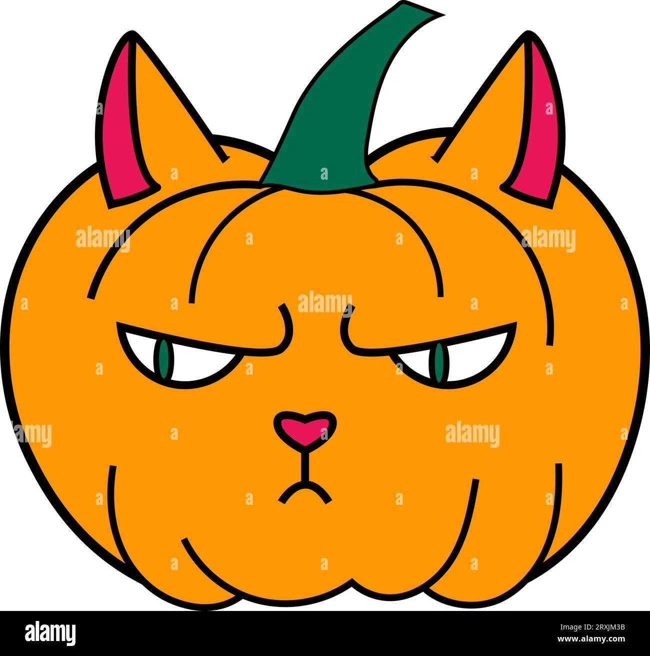 Halloween jack o lantern in shape of animal character grumpy fat cat ...