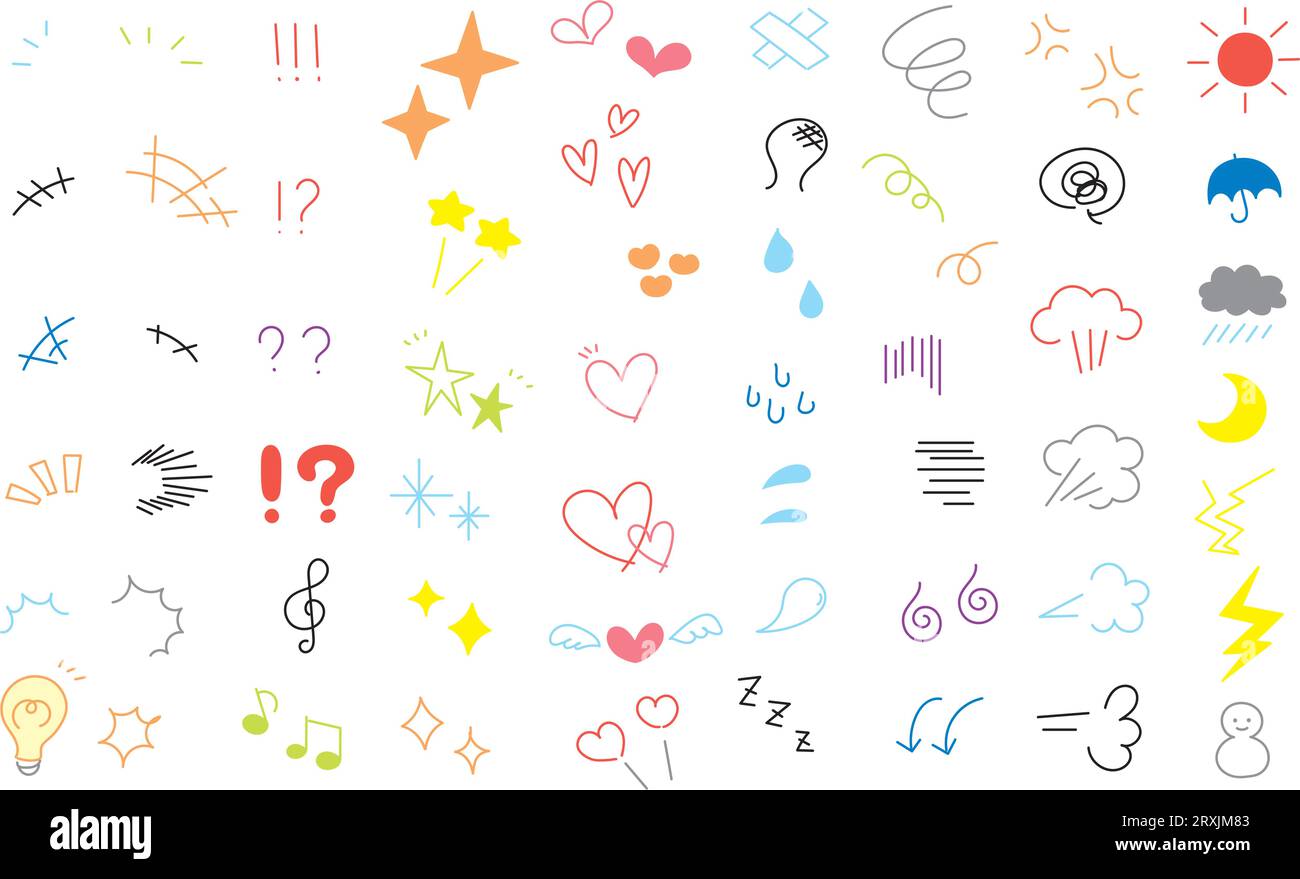 Doodle weather set cloud thunder hi-res stock photography and images ...