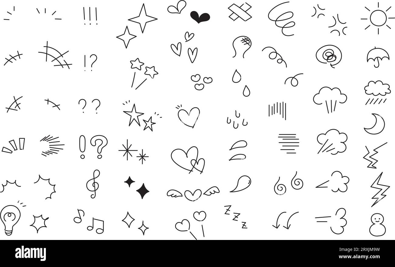 Doodle weather set cloud thunder hi-res stock photography and images ...