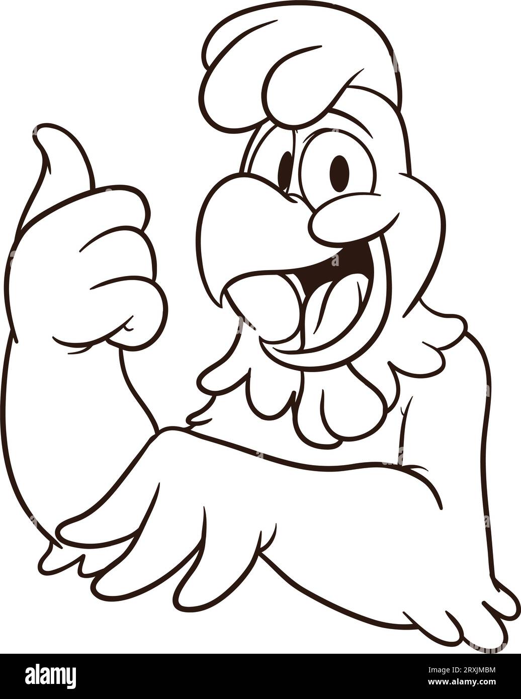 Cute cartoon rooster coloring page for kids Stock Photo - Alamy