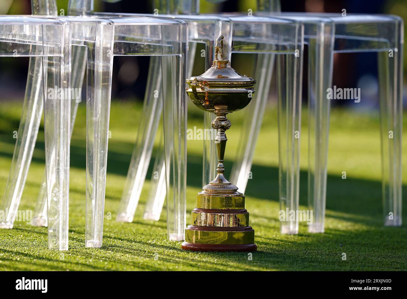 The Ryder Cup Trophy at the Marco Simone Golf and Country Club, Rome ...