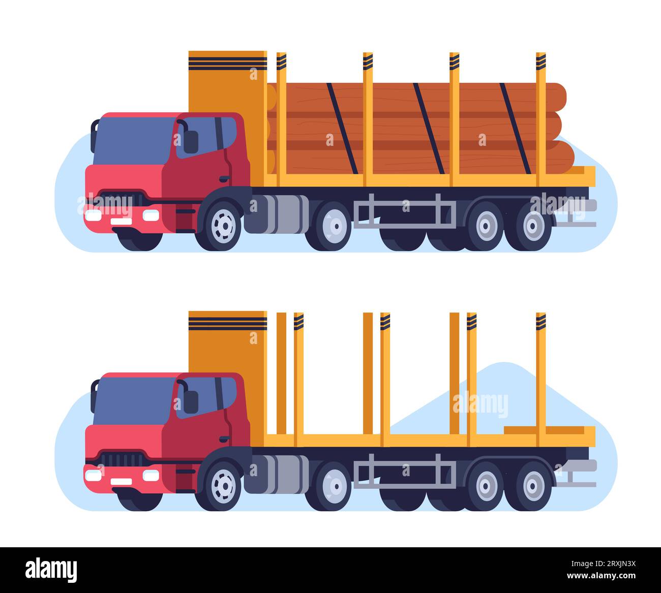 Large truck for hauling wood from sawmill. Wooden logs transportation ...