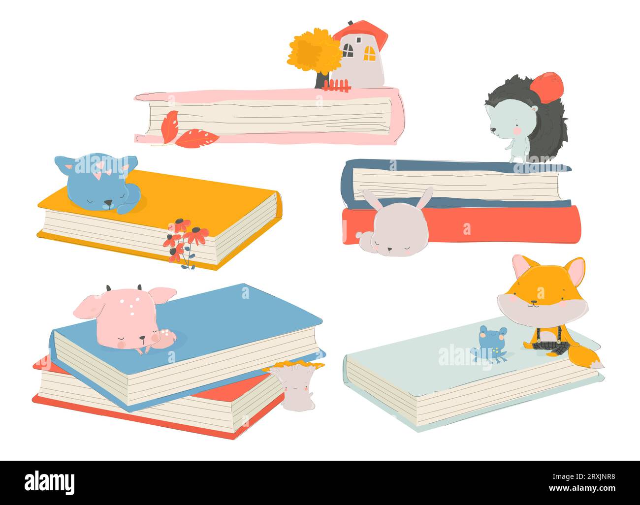 Sleeping cat on books Cut Out Stock Images & Pictures - Alamy