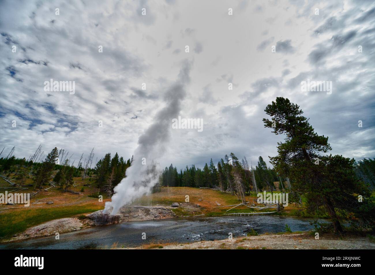 Riverside Geyser is one of the most pictorial geysers of Yellowstone ...