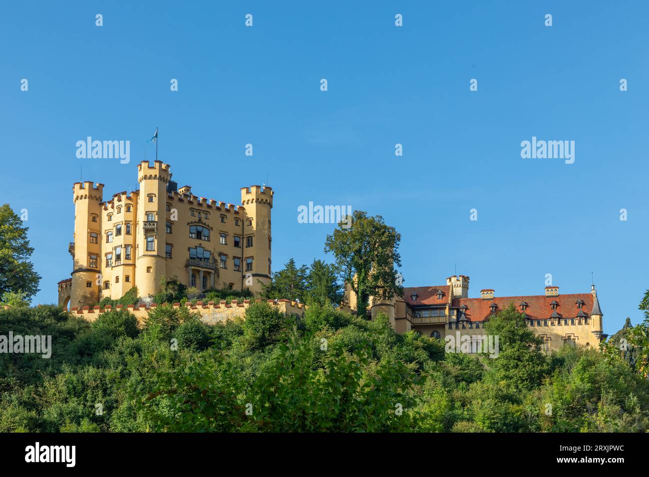 Hohenschwangau Castle on mountain top, Germany. Schloss Hohenschwangau ...