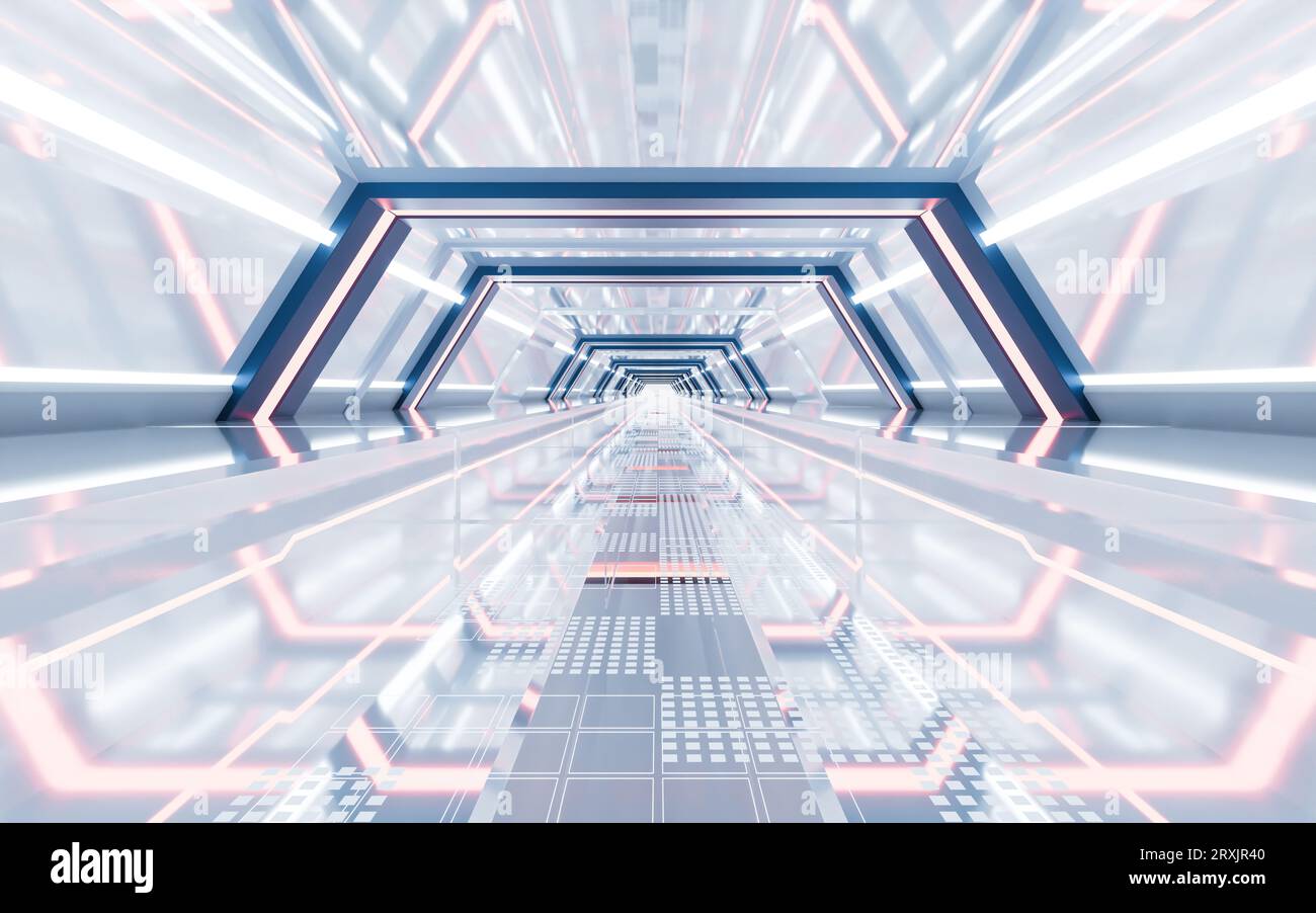 White empty tunnel, futuristic tunnel, 3d rendering. Digital drawing Stock Photo - Alamy