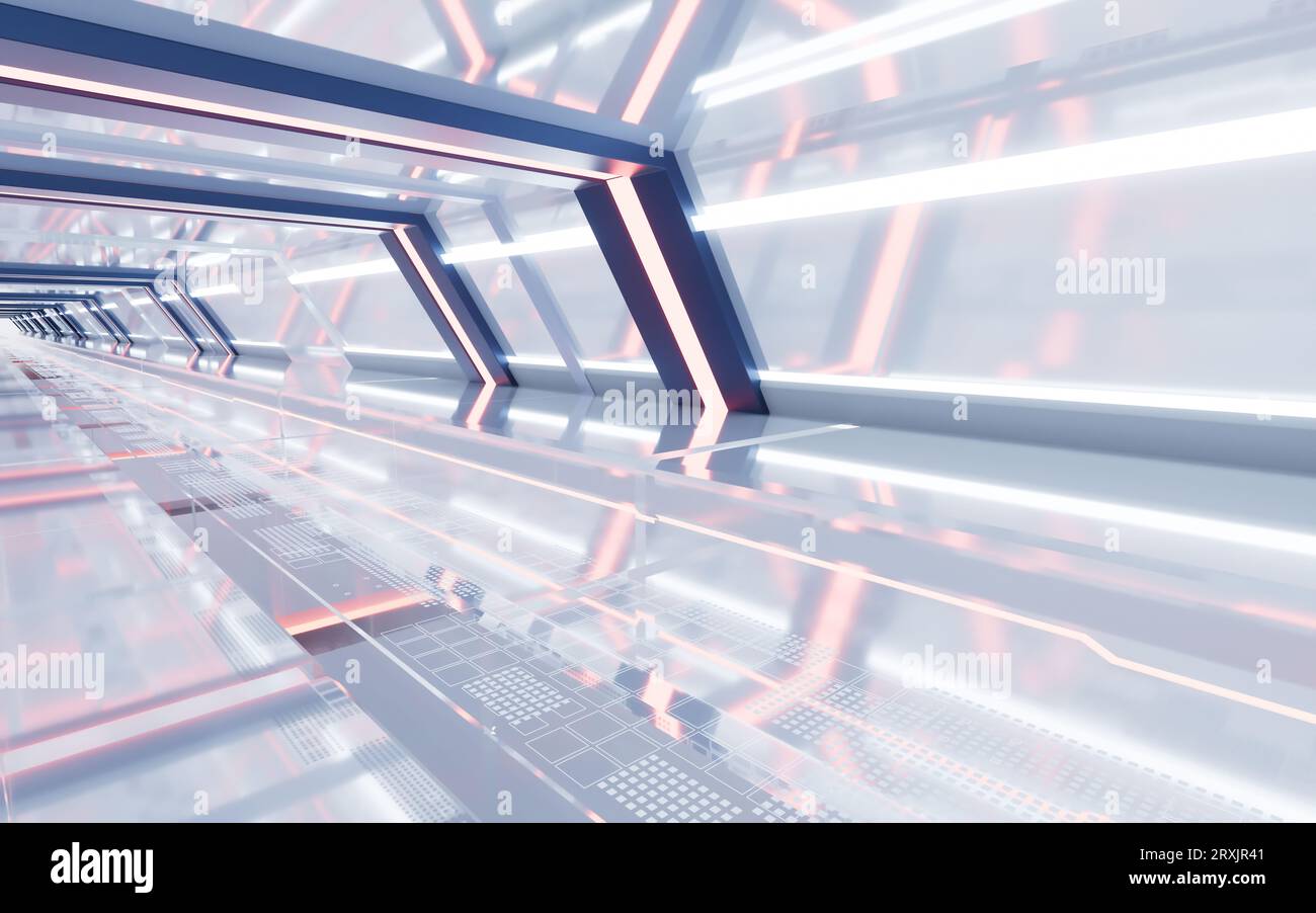 White empty tunnel, futuristic tunnel, 3d rendering. Digital drawing Stock Photo - Alamy