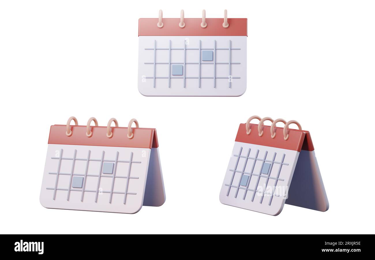 Cartoon style calendar, 3d rendering. Digital drawing Stock Photo - Alamy