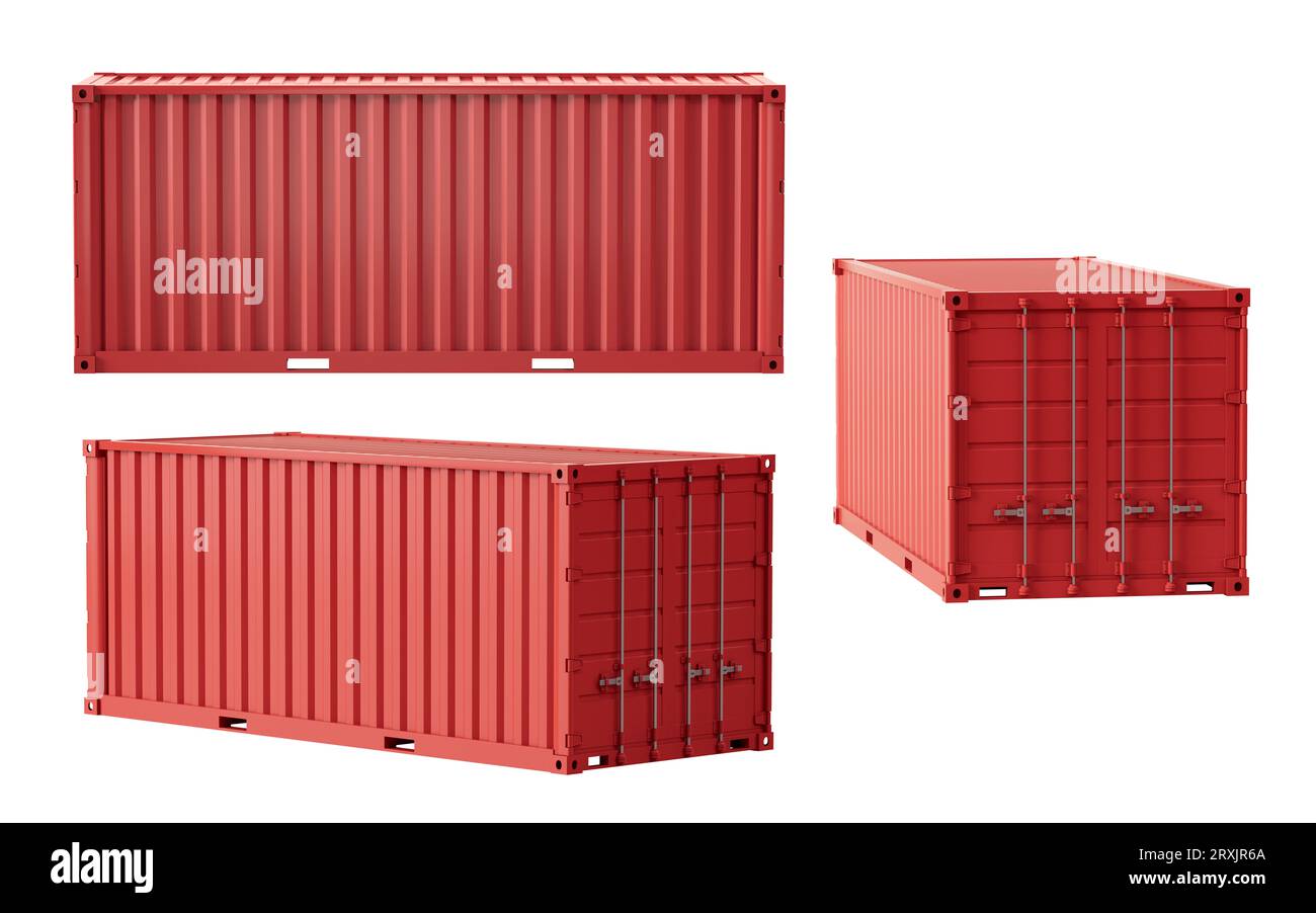 Cargo container, freight and export, 3d rendering. Digital drawing ...