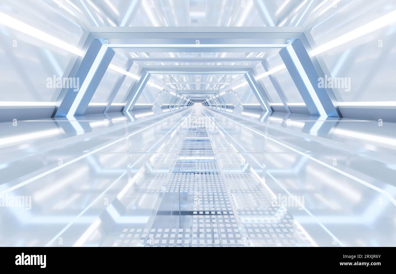 White empty tunnel, futuristic tunnel, 3d rendering. Digital drawing Stock Photo - Alamy