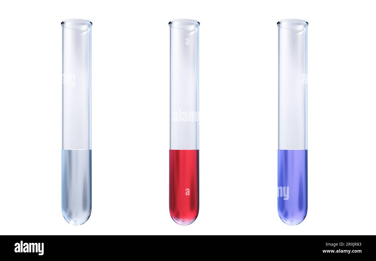 Test tube with different colors, 3d rendering. Digital drawing Stock ...